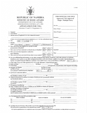 Fillable Online namibia visa form - Embassy of Namibia Fax Email Print ...
