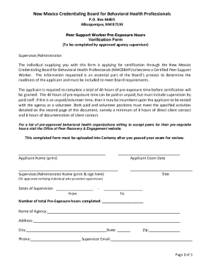 Fillable Online newmexico networkofcare Peer Support Worker Pre ...