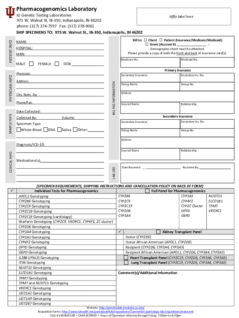 Fillable Online Requisition Forms - Diagnostic Genetics and Genomics ...