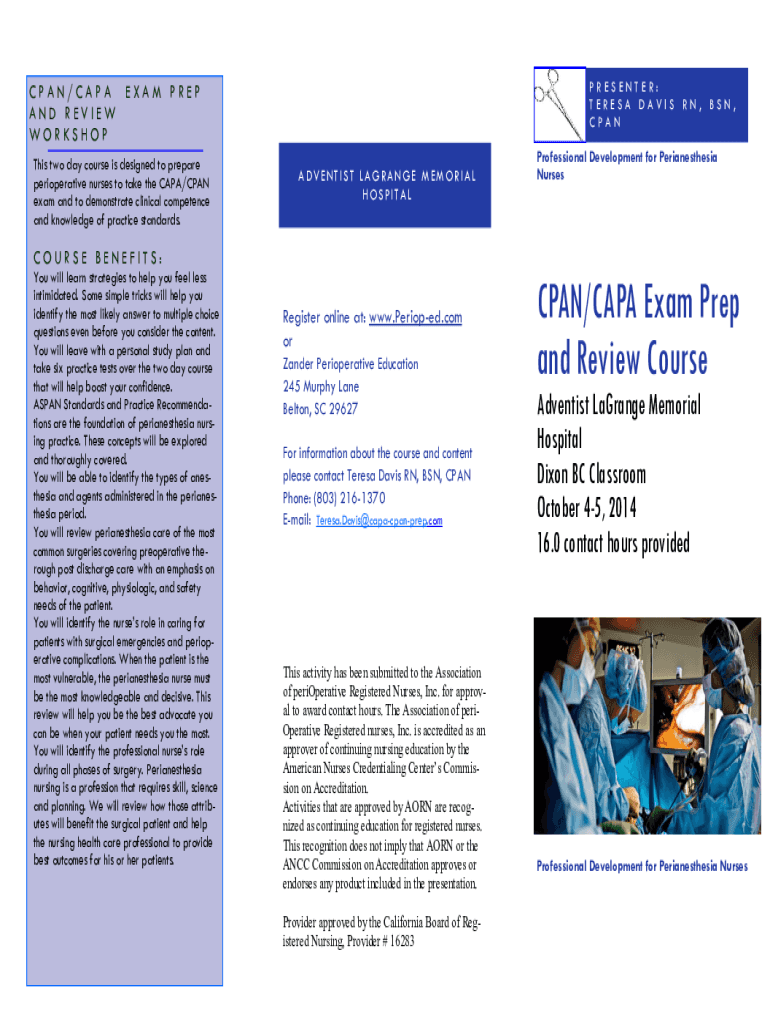Fillable Online CPAN/CAPA Exam Prep and Review Course Fax Email Print ...