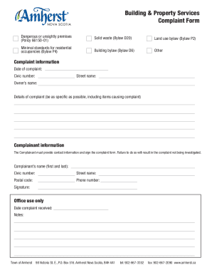 Fillable Online Building and property services complaint form Fax Email ...