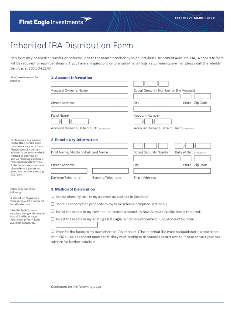 Fillable Online Inherited IRA Distribution Form Fax Email Print - pdfFiller