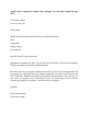 Fillable Online Apology Letter Format - 20+ Letter of Apology Sample ...