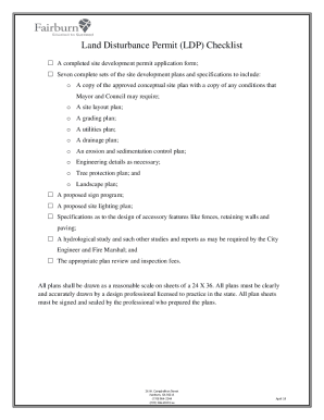 Fillable Online Land Disturbance Permit (LDP) Checklist Fax Email Print ...