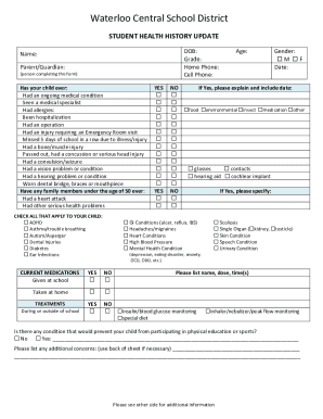 Fillable Online If Your Child is Sick - Central Public School Fax Email ...