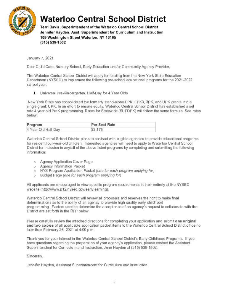 Fillable Online Home Schooling / Contacts - Waterloo Central School ...