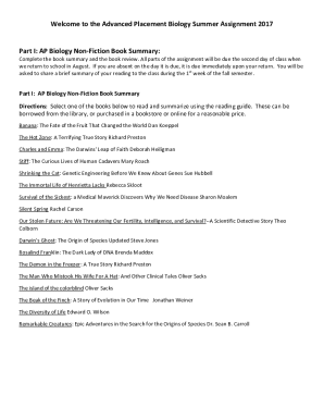 Fillable Online Welcome to the Advanced Placement Biology Summer ...