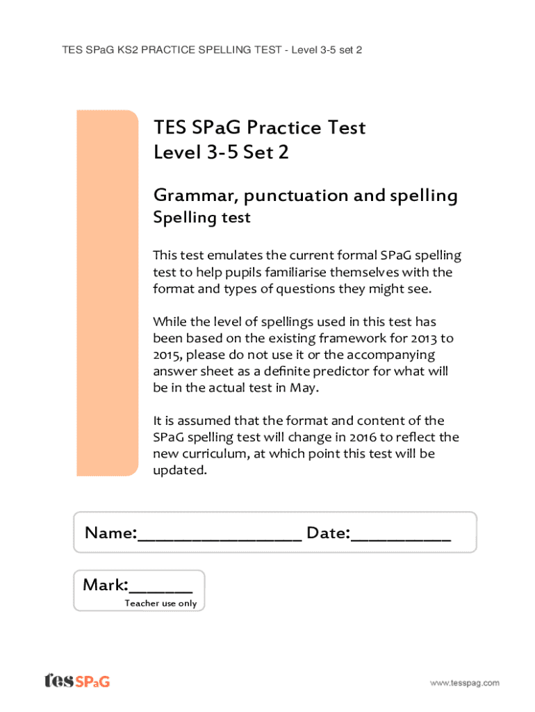 Fillable Online SPAG Tests Online - Practice Grammar & Punctuation ...