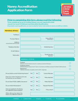 Fillable Online jcct org Nanny Accreditation Application Form - Jersey ...