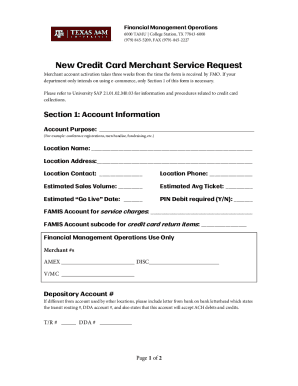 Fillable Online New Credit Card Merchant Service Request Fax Email ...