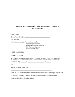Fillable Online Stormwater Operations and Maintenance Agreement Fax ...