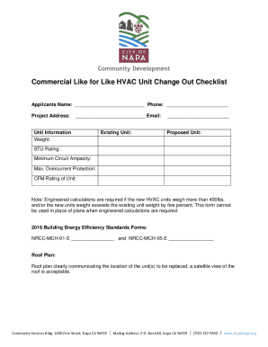 Fillable Online Commercial Like for Like HVAC Unit Change Out Checklist ...
