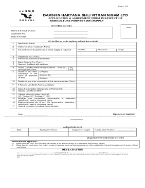 Fillable Online dakshin haryana bijli vitran nigam limited application ...