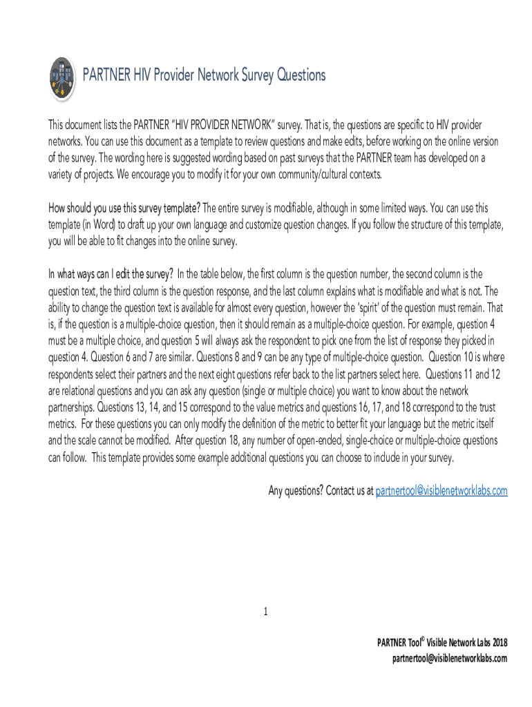 Fillable Online Looking deeper into the HIV epidemic: A questionnaire ...