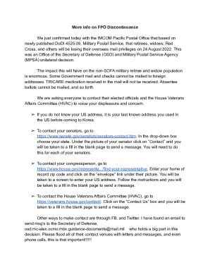Fillable Online Ending of the US Military retirees FPO mail services ...