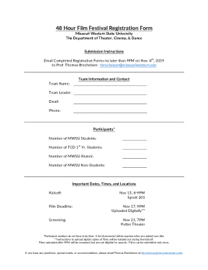 Fillable Online 48 Hour Film Festival Registration Form Fax Email Print ...