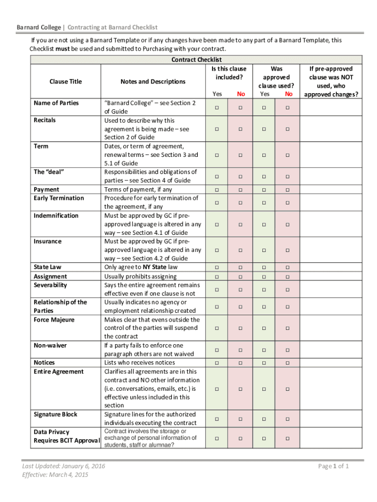 Fillable Online Contract Review and Checklist Form.docx Fax Email Print ...
