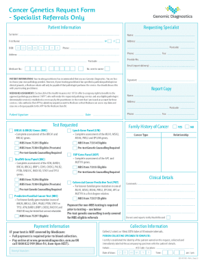 Fillable Online Cancer Genetics Request Form - Specialist Referrals ...