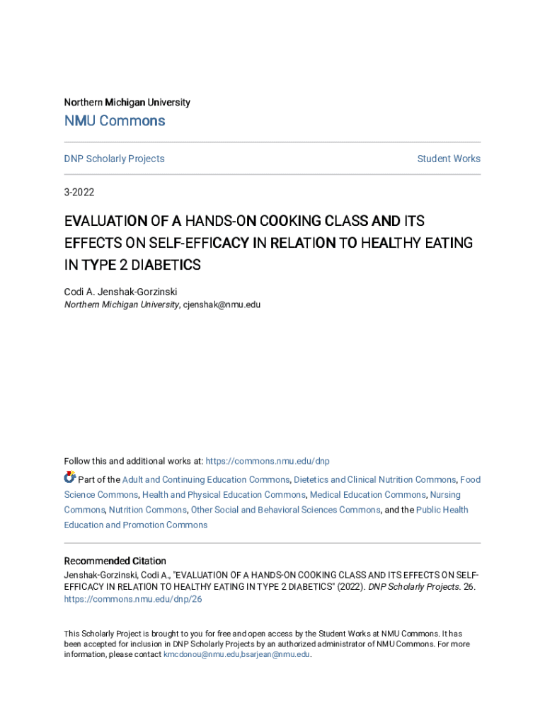 Fillable Online EVALUATION OF A HANDS-ON COOKING CLASS AND ITS ... Fax ...