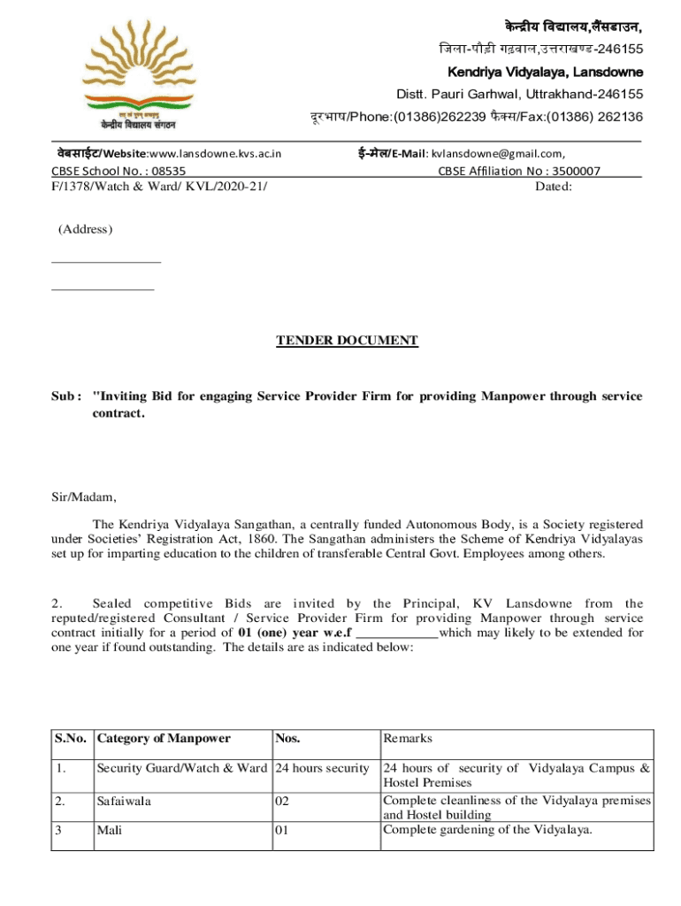 Fillable Online Kendriya Vidyalaya KV Lansdowne Fee Structure Fax Email ...