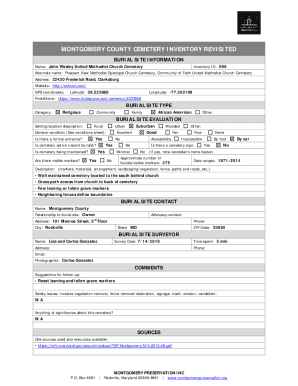Fillable Online Montgomery County Cemetery Inventory Watch List Fax ...