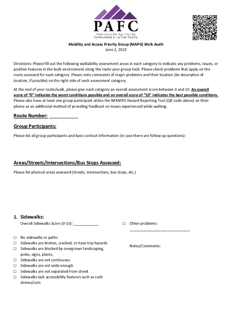 Fillable Online Get to Know Your Neighborhood With a Walk Audit Fax ...
