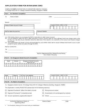 Fillable Online interbank giro application form - Singapore Dental ...