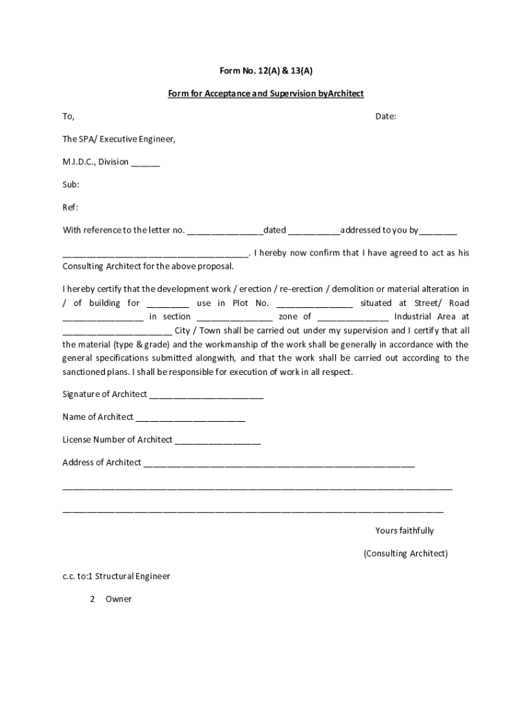 Fillable Online services midcindia Form 12A - Application for a ...