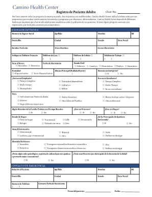 Completable En línea Patient Forms - Camino Health Center Fax Email ...