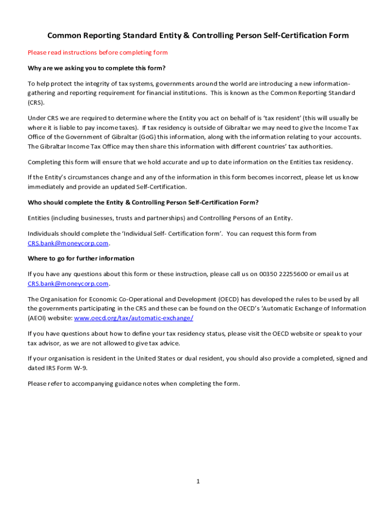 Fillable Online What is the Common Reporting Standard (CRS)? - Revenue ...