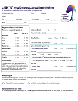 Fillable Online AASECT 49 Annual Conference Attendee Registration Form ...