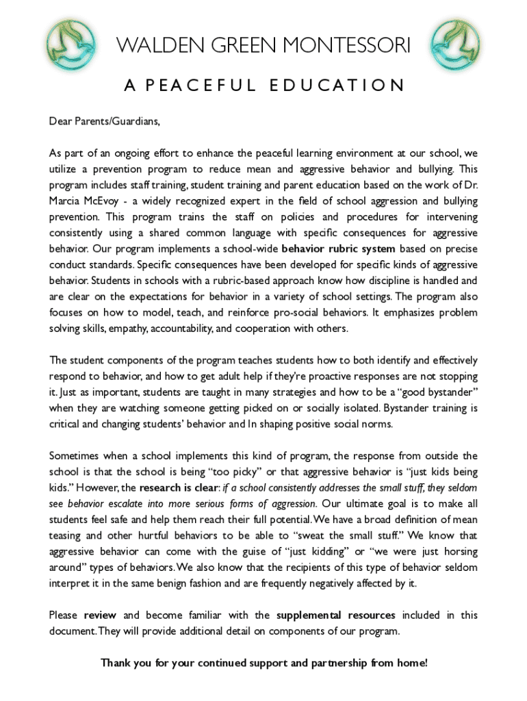 Fillable Online On behalf of the WG PTO, we... - Walden Green ...