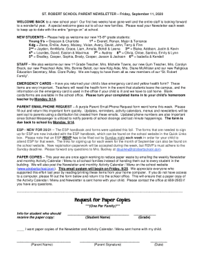 Fillable Online Request for Paper Copies - St. Robert Catholic School ...