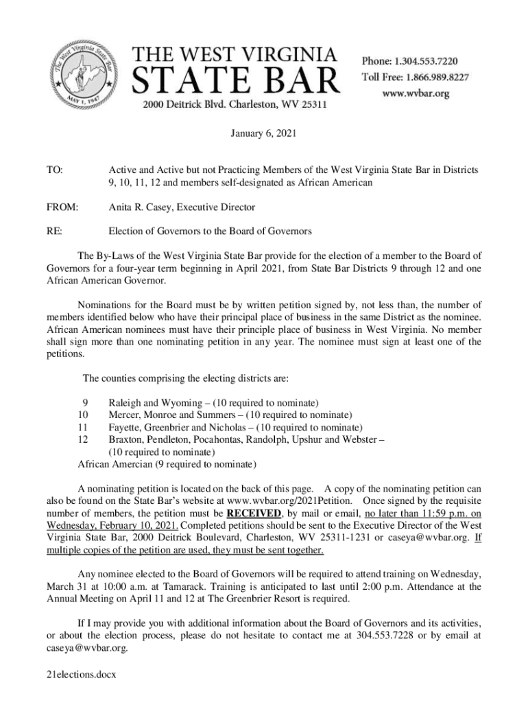 Fillable Online State Bar Districts - West Virginia State Bar Fax Email ...