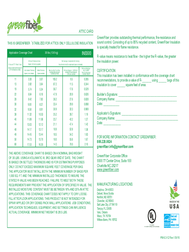 Fillable Online TM-INS765 Attic Card Template - Greenfiber Fax Email ...