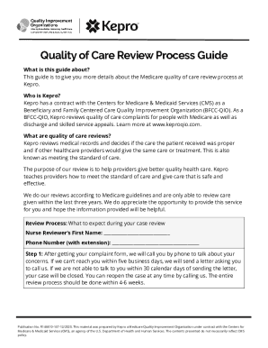 Fillable Online New Procedures for Review of Quality of Care Complaints ...