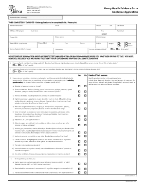 Fillable Online Group Health Evidence Form Employee Application Fax ...