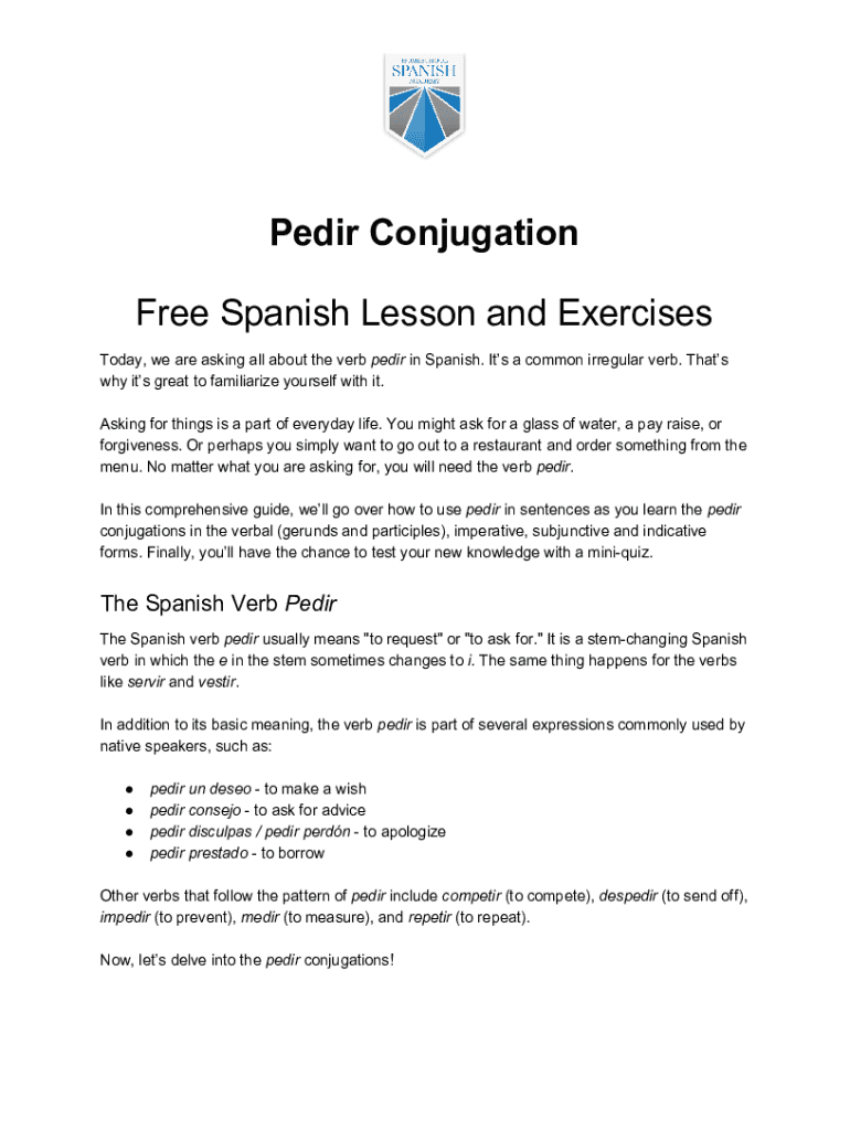 Fillable Online Pedir vs Preguntar: How to Ask, Wonder & Request Fax ...