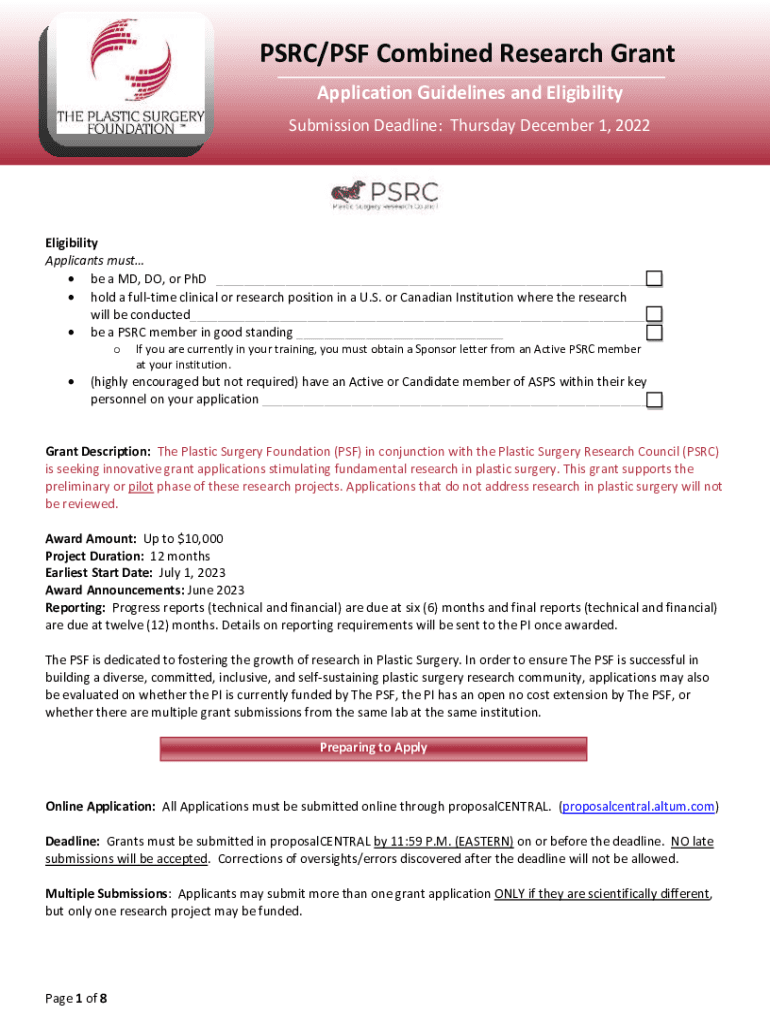 Fillable Online PSRC Research Support Grant - Society for Pediatric Sedation Fax Email Print ...