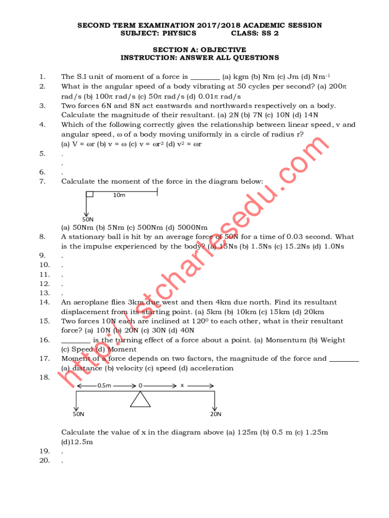 Fillable Online Q6 State the SI unit of moment of force... - Lido ...