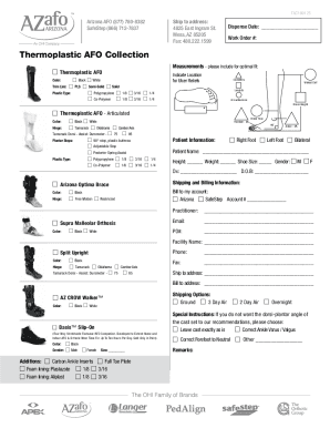 Fillable Online Thermoplastic AFO Collection - SafeStep.net Fax Email ...