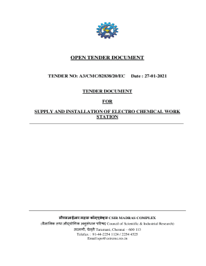 Fillable Online OPEN TENDER DOCUMENT - CSIR Madras Complex Fax Email ...