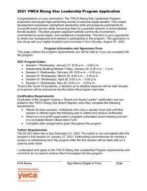 Fillable Online Rising Star Leadership Program - YWCA Greater ...