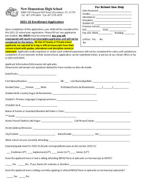 Fillable Online New Dimensions High School Enrollment Application Fax ...