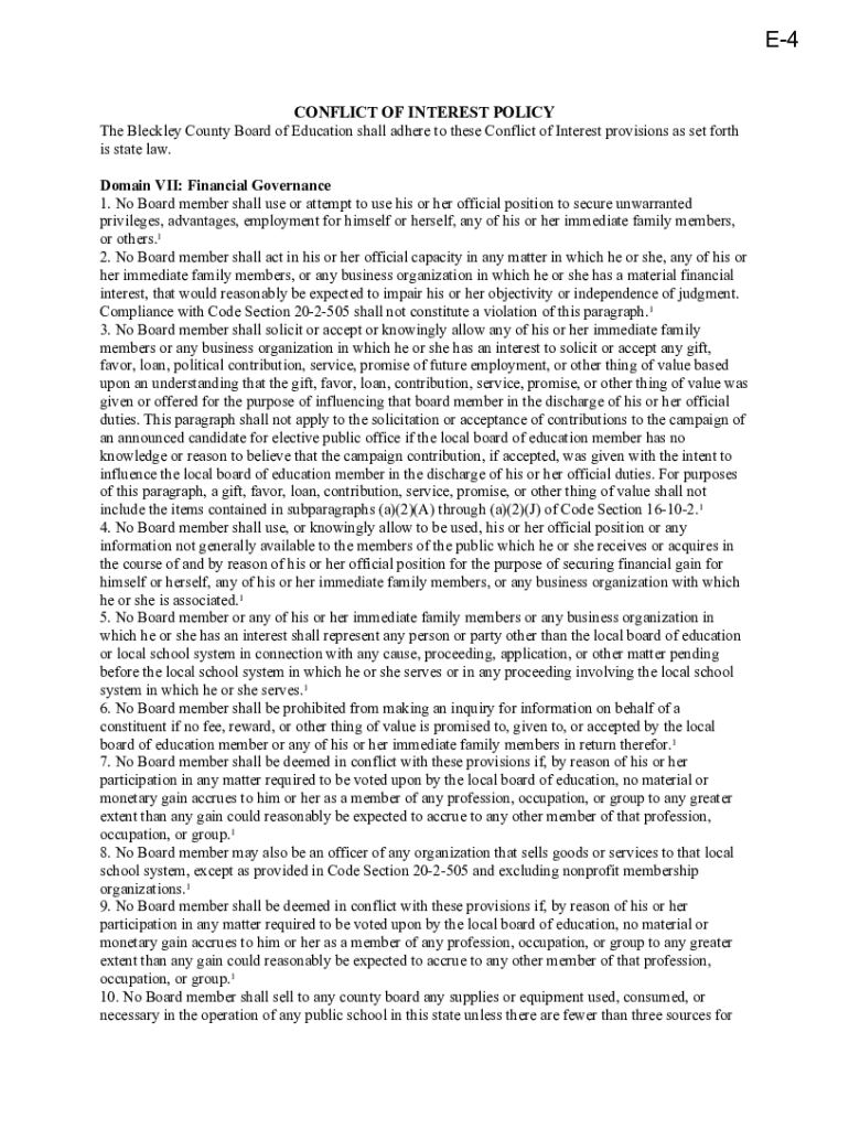 Fillable Online Code of Ethics and Conflict of Interest Pledge Fax ...