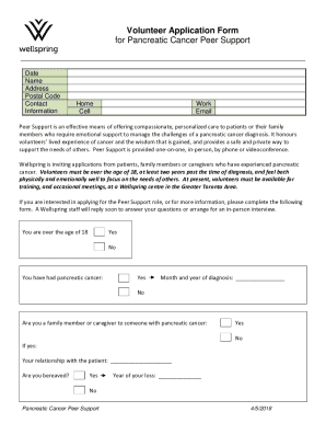 Fillable Online Pancreatic Cancer Peer Support Request Form Fax Email ...