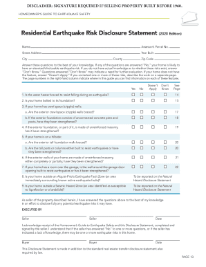 Fillable Online 2020-2023 Form MyNHD Residential Earthquake Hazards ...
