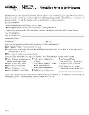 Fillable Online Attestation Form to Verify IncomeHealth Connector Fax ...