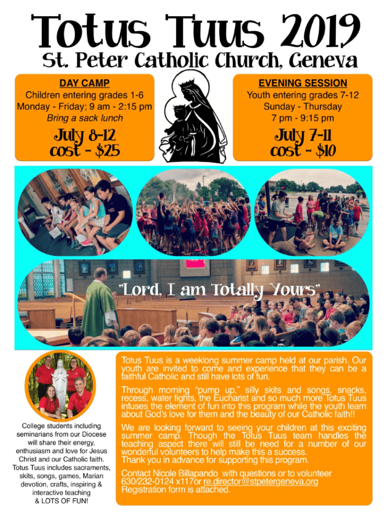 Fillable Online St. Peter Catholic Church Geneva, IL - Totus Tuus going ...