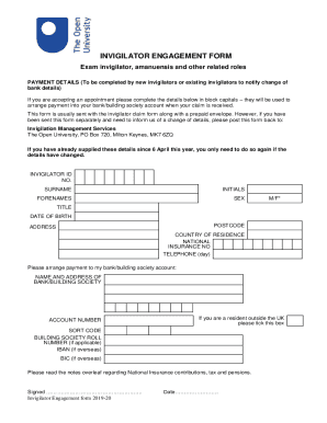 Fillable Online Invigilator engagement form Fax Email Print - pdfFiller
